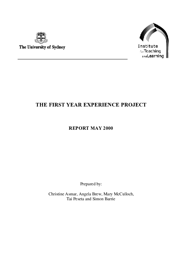 (PDF) The First Year Experience Project