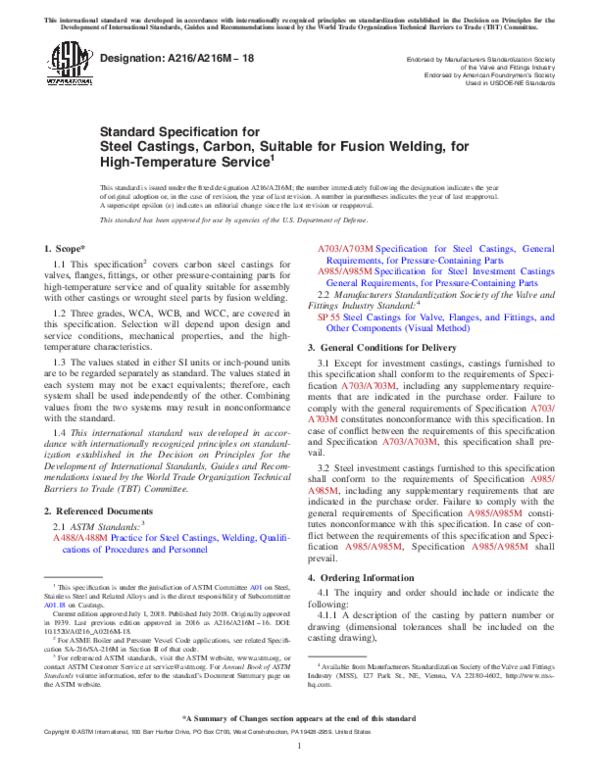 (PDF) Designation: A216/A216M − 18 Standard Specification for Steel ...
