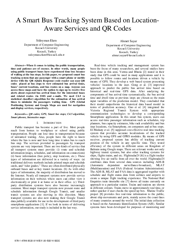 (PDF) A Smart Bus Tracking System Based on Location- Aware Services and ...
