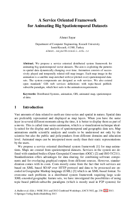 Pdf A Service Oriented Framework For Animating Big Spatiotemporal