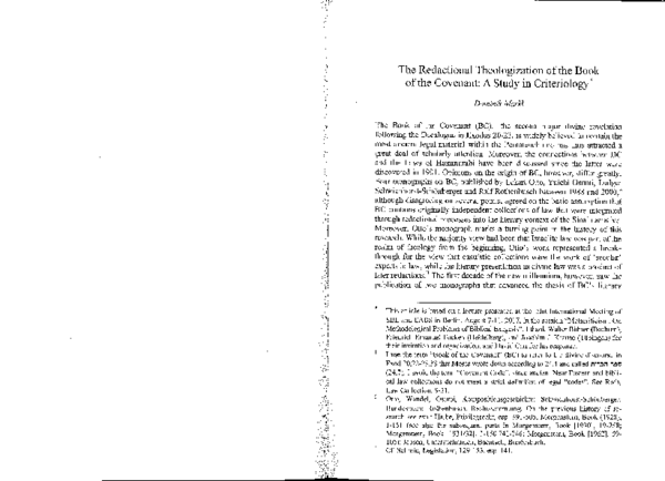(PDF) The Redactional Theologization of the Book of the Covenant: A ...