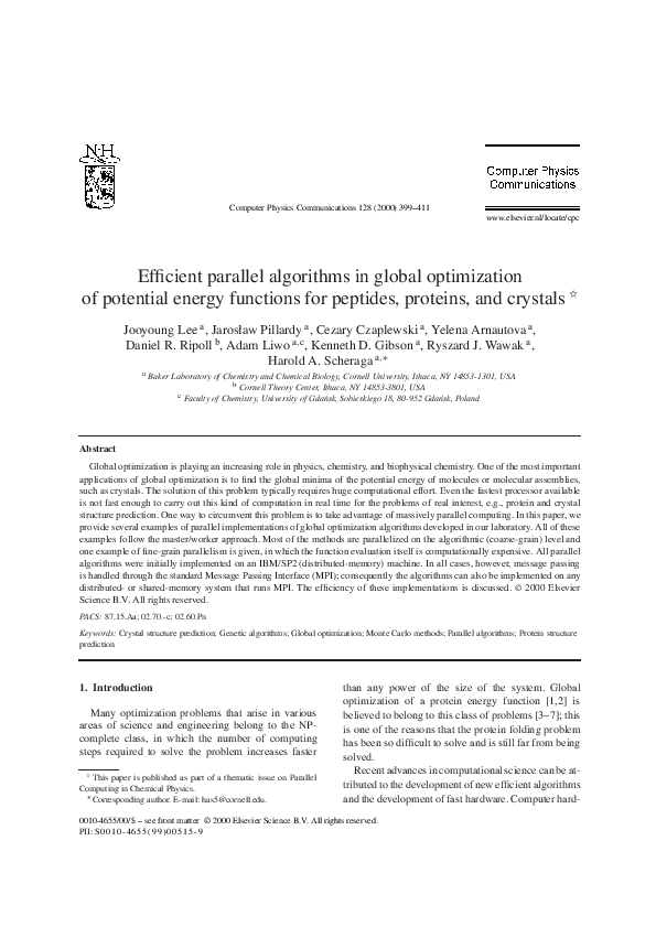 Pdf Efficient Parallel Algorithms In Global Optimization Of Potential