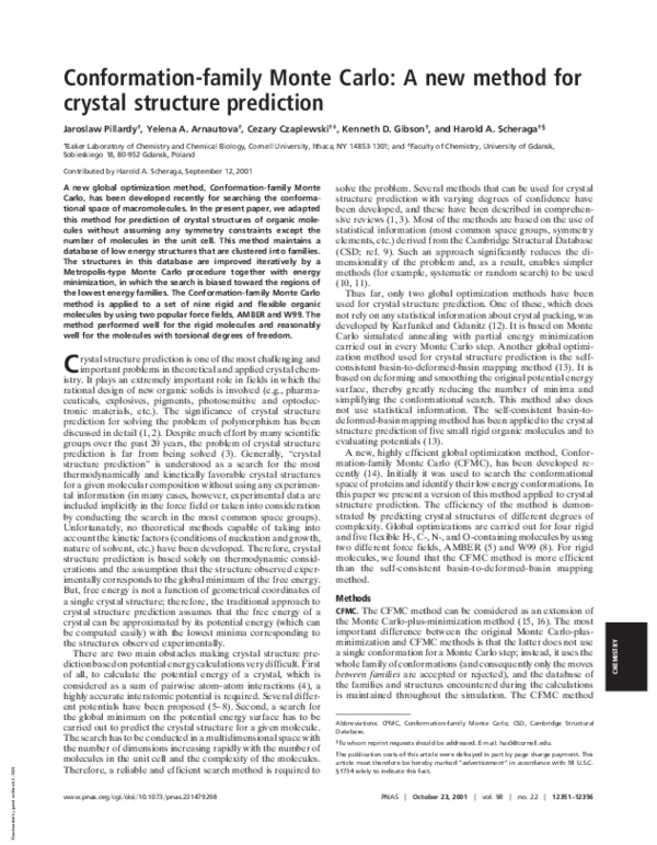 (PDF) Conformation-family Monte Carlo: A new method for crystal structure prediction