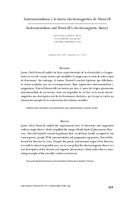 (PDF) Instrumentalismo y la teoría electromagnética de Maxwell ...