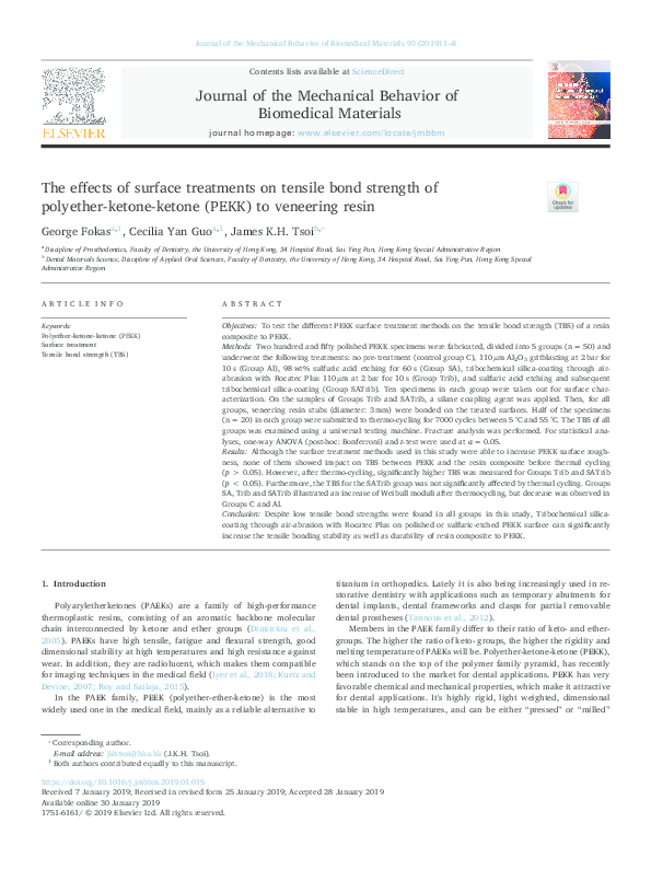 (PDF) The effects of surface treatments on tensile bond strength of ...