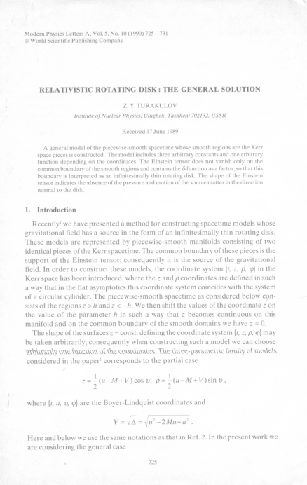 (PDF) Modeling a Relativistic Rotating Disk