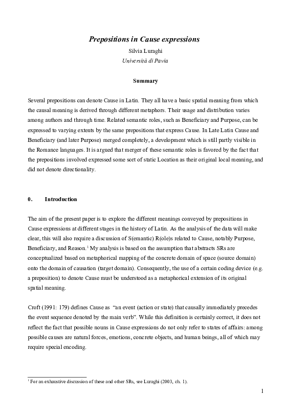 (DOC) Prepositions in Cause expressions