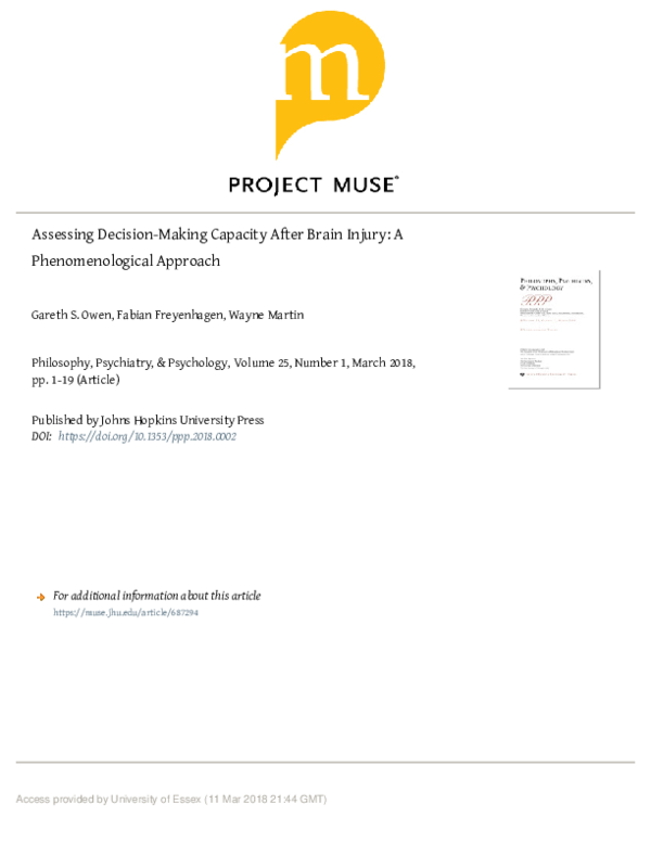 (PDF) Assessing Decision-Making Capacity After Brain Injury: A ...