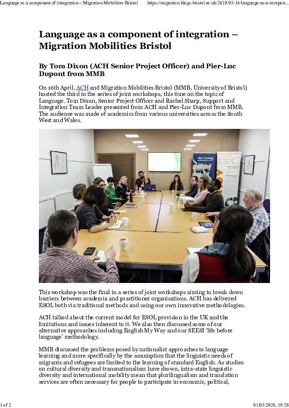 2019 Language as a component of integration