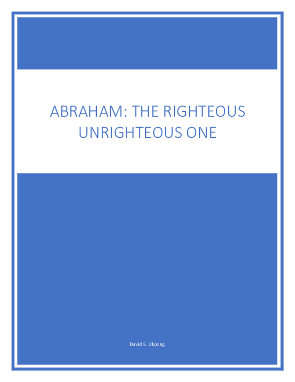 (PDF) Abraham: The Righteous Unrighteous One