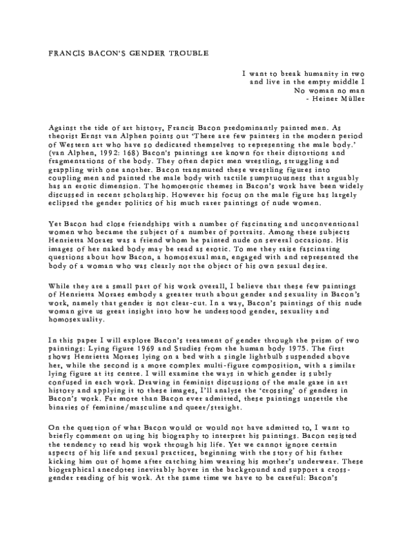 (PDF) Francis Bacon's Gender Trouble | Macushla Robinson - Academia.edu