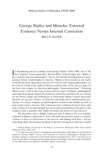 (PDF) George Ripley and Miracles: External Evidence Versus Internal ...