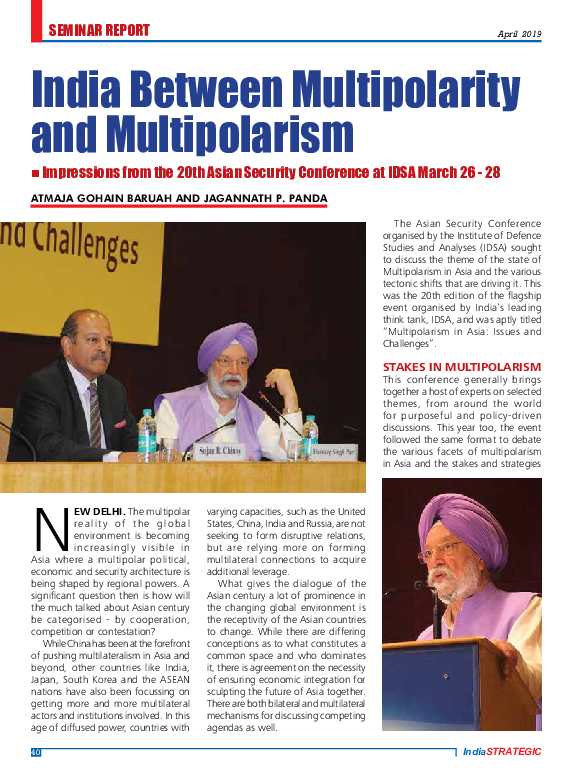 (PDF) India Between Multipolarity and Multipolarism: Impressions from ...