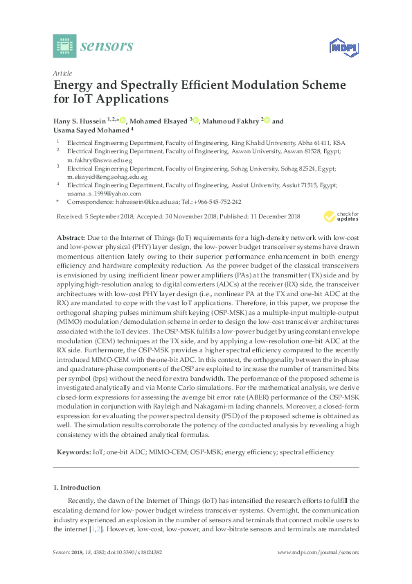 Pdf Energy And Spectrally Efficient Modulation Scheme For Iot