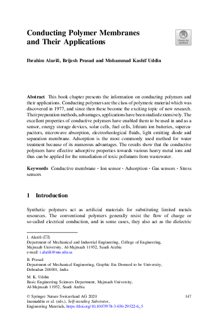 (PDF) Conducting Polymer Membranes and Their Applications