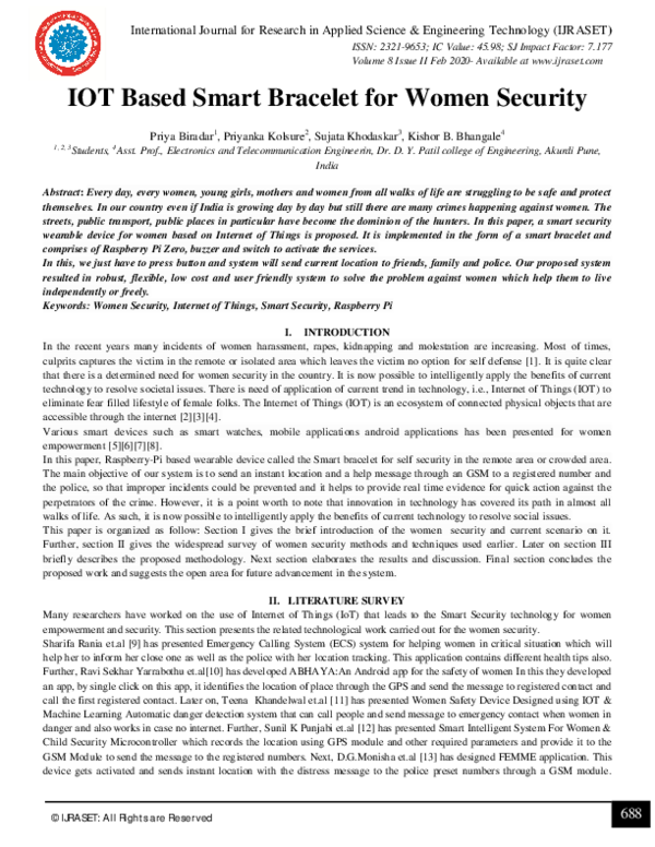 (PDF) IOT Based Smart Bracelet for Women Security | IJRASET Publication ...