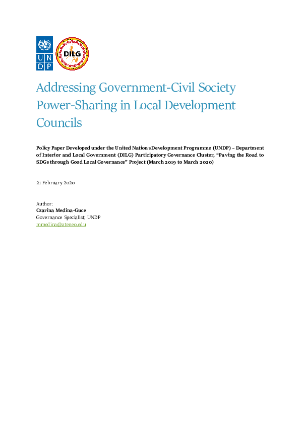 (PDF) Addressing Government-Civil Society Power-Sharing in Local ...