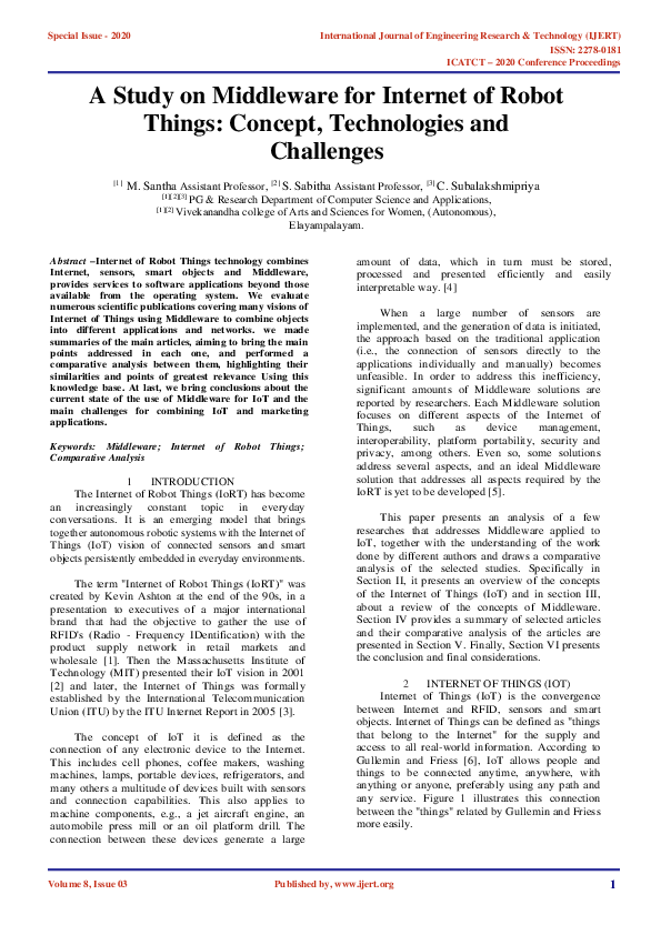 (PDF) IJERT-A Study on Middleware for Internet of Robot Things: Concept, Technologies and Challenges