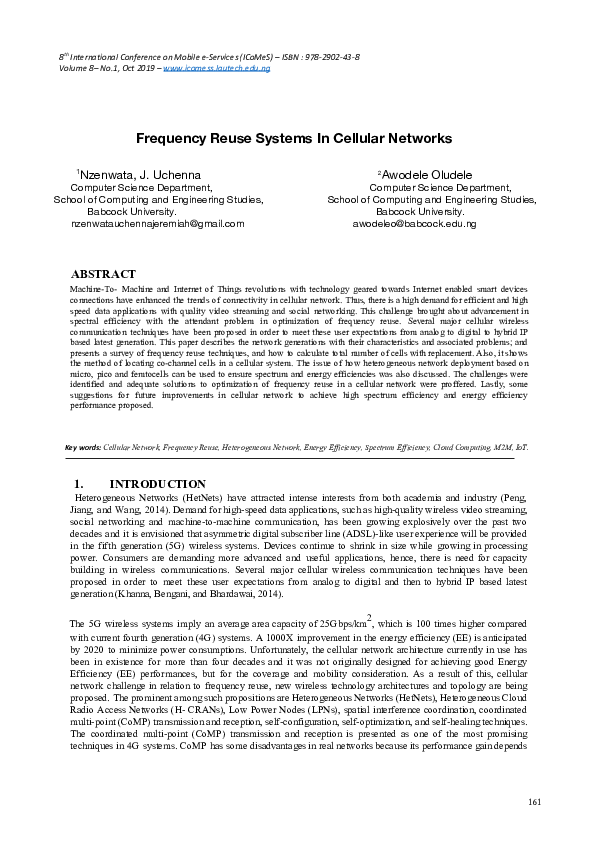 (PDF) Frequency Reuse Systems In Cellular Networks