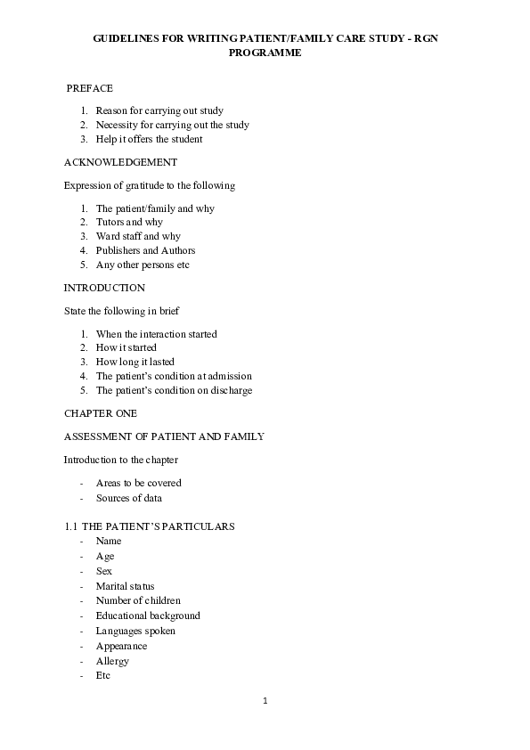 (DOC) FORMAT FOR WRITING CARE STUDY