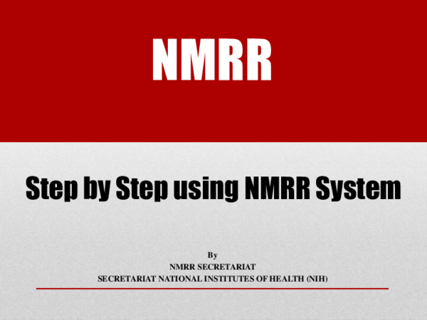 (PDF) Step by Step using NMRR System