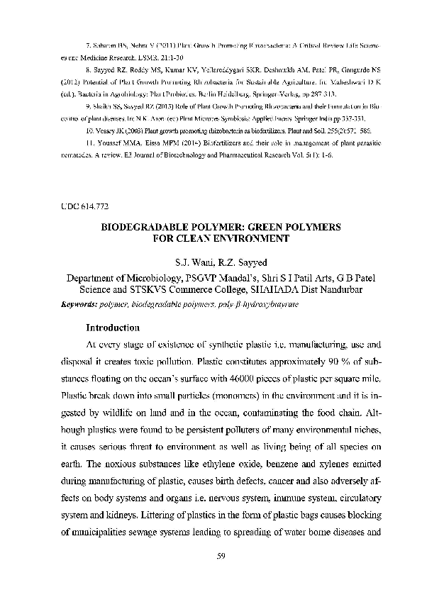 (PDF) Biodegradable polymers: Green polymer for clean environment