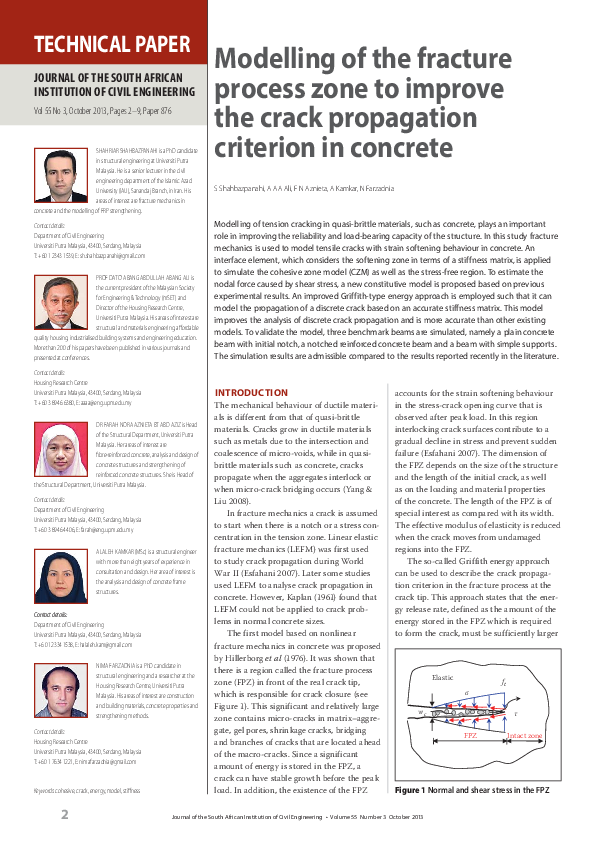 (PDF) Modelling of the fracture process zone to improve the crack propagation criterion in concrete