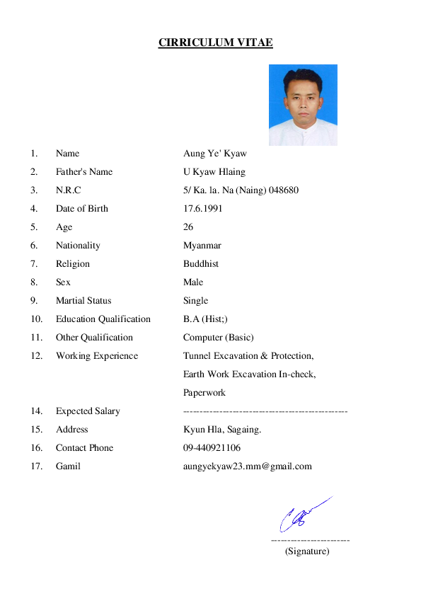 (DOC) CIRRICULUM VITAE | Nilar Khaing - Academia.edu