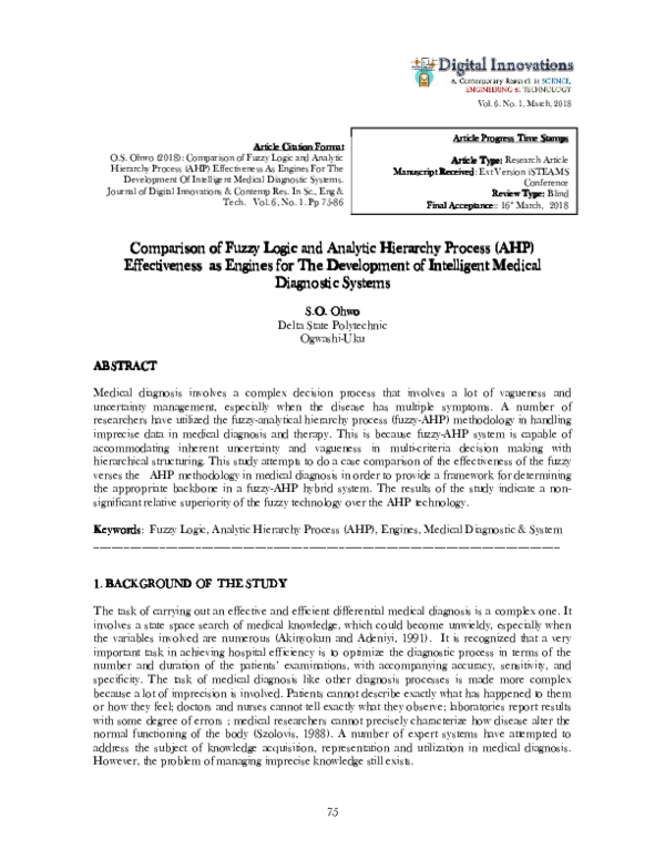 Comparison Of Fuzzy Logic And Analytic Hierarchy Process Ahp Comparison Of Fuzzy Logic And