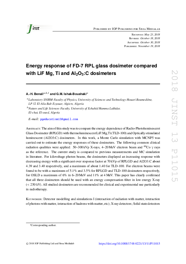 (PDF) Energy response of FD-7 RPL glass dosimeter compared with LiF Mg ...