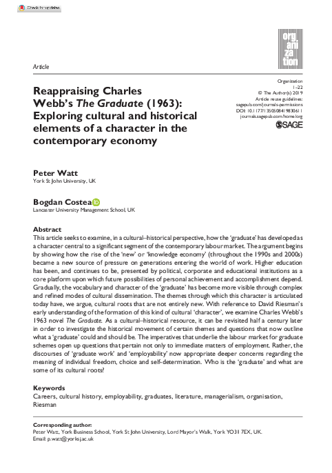 (PDF) Reappraising Charles Webb’s The Graduate (1963): Exploring ...