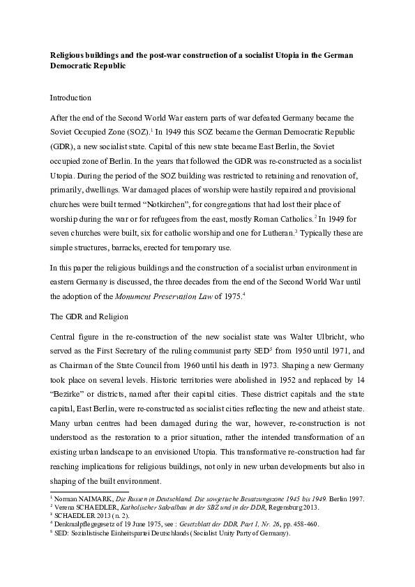 (DOC) Religious buildings and the post-war construction of a socialist ...
