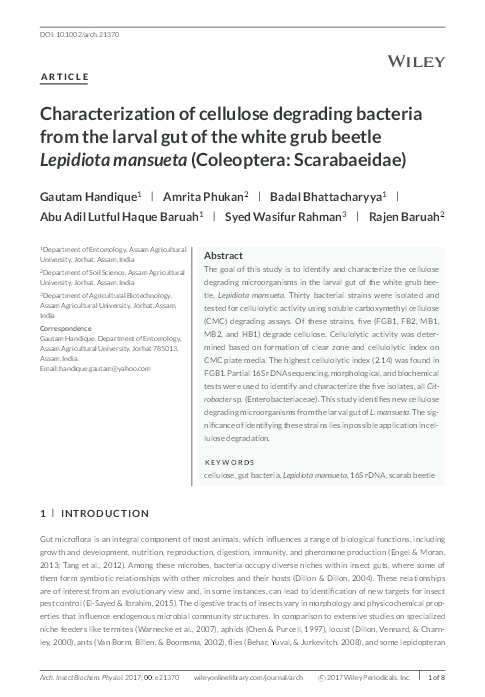 (PDF) Characterization of cellulose degrading bacteria