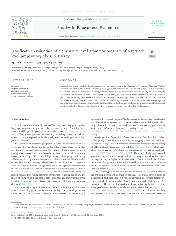 (PDF) Clarificative evaluation of elementary level grammar program of a ...