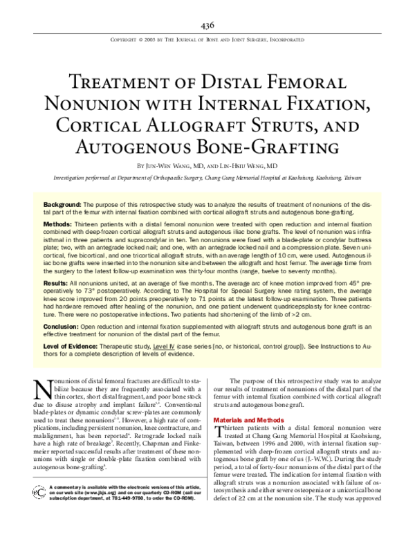 (PDF) Treatment of Distal Femoral Nonunion with Internal Fixation ...