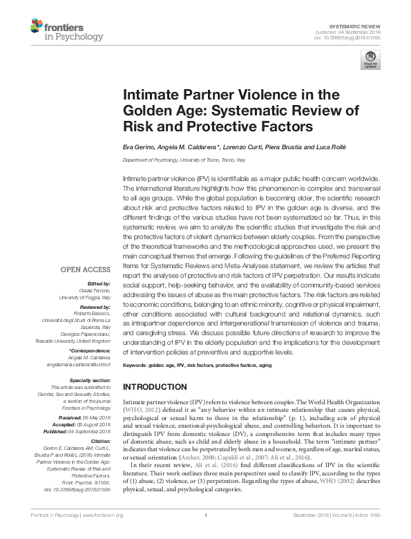 Pdf Intimate Partner Violence In The Golden Age Systematic Review Of