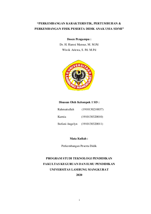 (PDF) Perkembangan Peserta Didik anak usia Sd