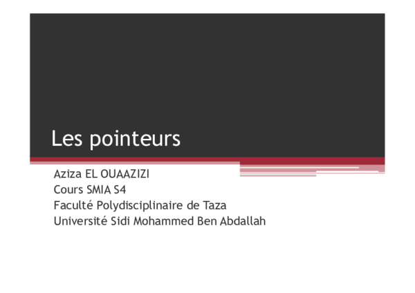 (PDF) Langage C: Les pointeurs en langage C
