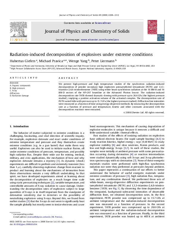 (PDF) Radiation-induced decomposition of explosives under extreme ...