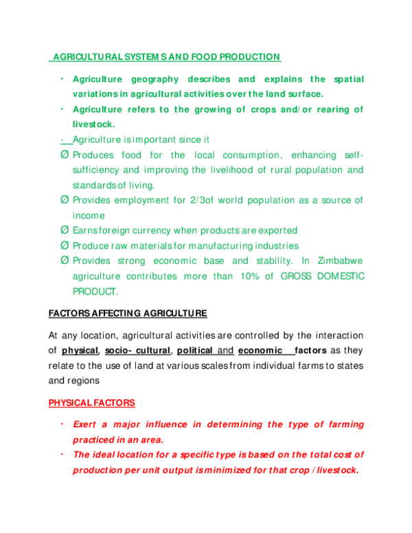 (PDF) AGRICULTURAL SYSTEMS AND FOOD PRODUCTION