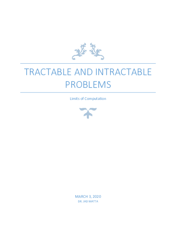 Pdf Tractable And Intractable Problems Limits Of Computation