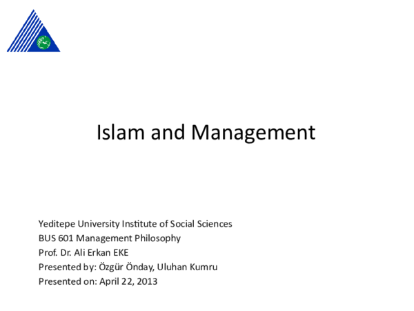 (PPT) Islam and Management