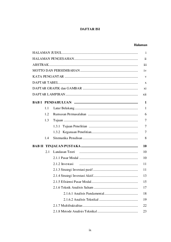 (DOC) Format daftar isi