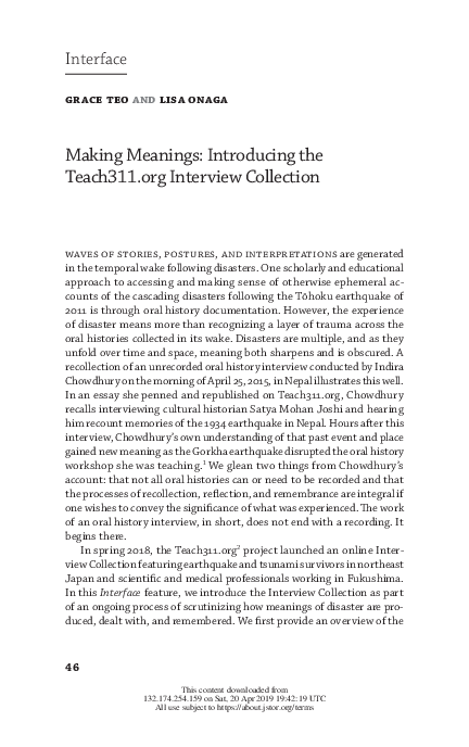 (PDF) Making Meanings: Introducing the Teach311.org Interview ...