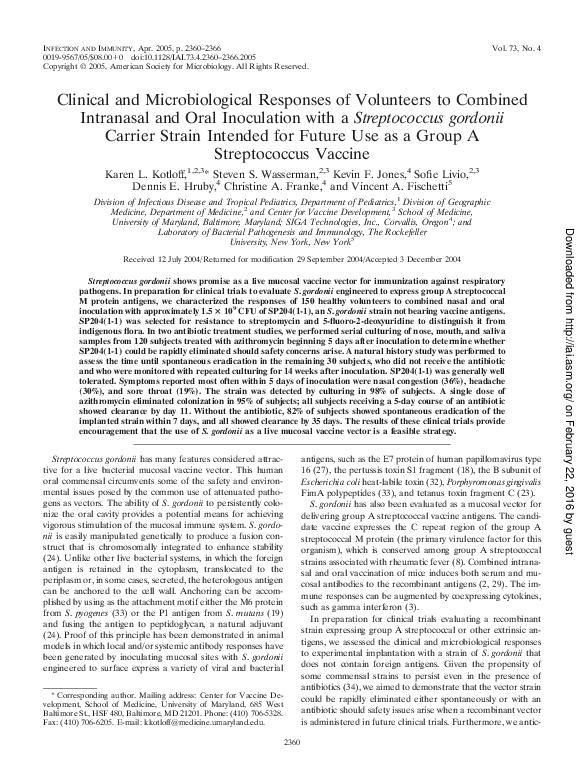 (PDF) Clinical and Microbiological Responses of Volunteers to Combined ...