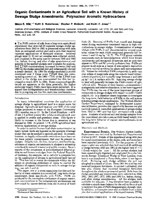 (PDF) Organic contaminants in an agricultural soil with a known history of sewage sludge ...
