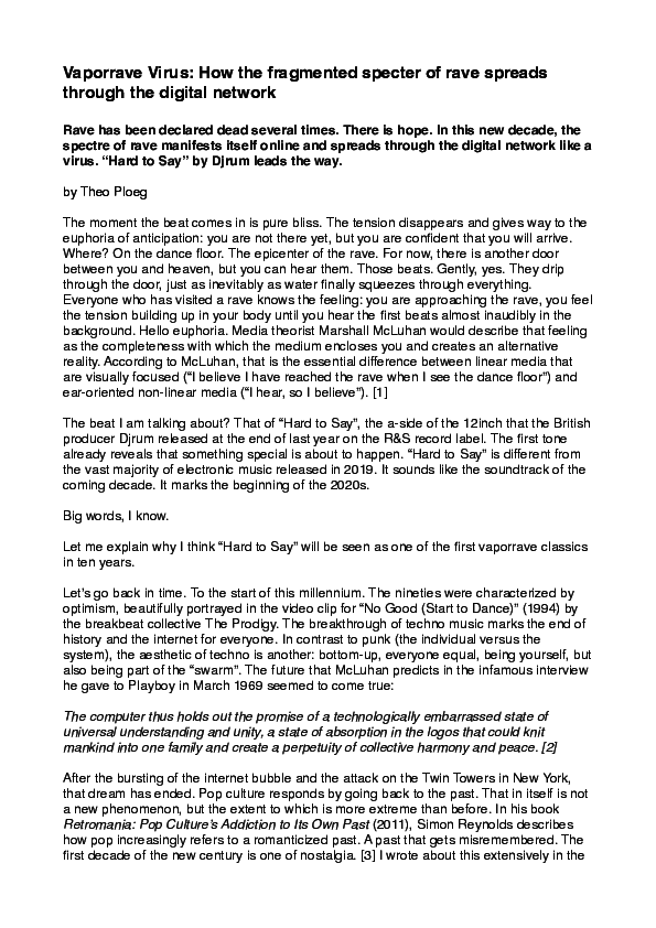 (PDF) Vaporrave Virus: How the fragmented specter of rave spreads ...