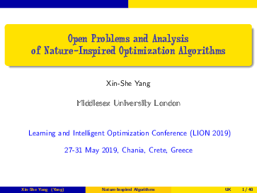 (PDF) Open Problems and Analysis of Nature-Inspired Optimization ...