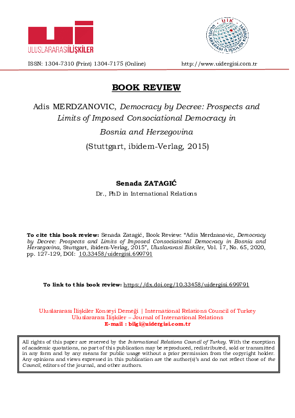 (PDF) Book Review_Adis MERDZANOVIC_Democracy by Decree