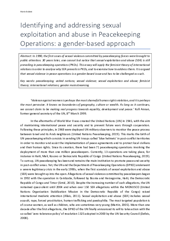 (PDF) Identifying and addressing sexual exploitation and abuse in ...